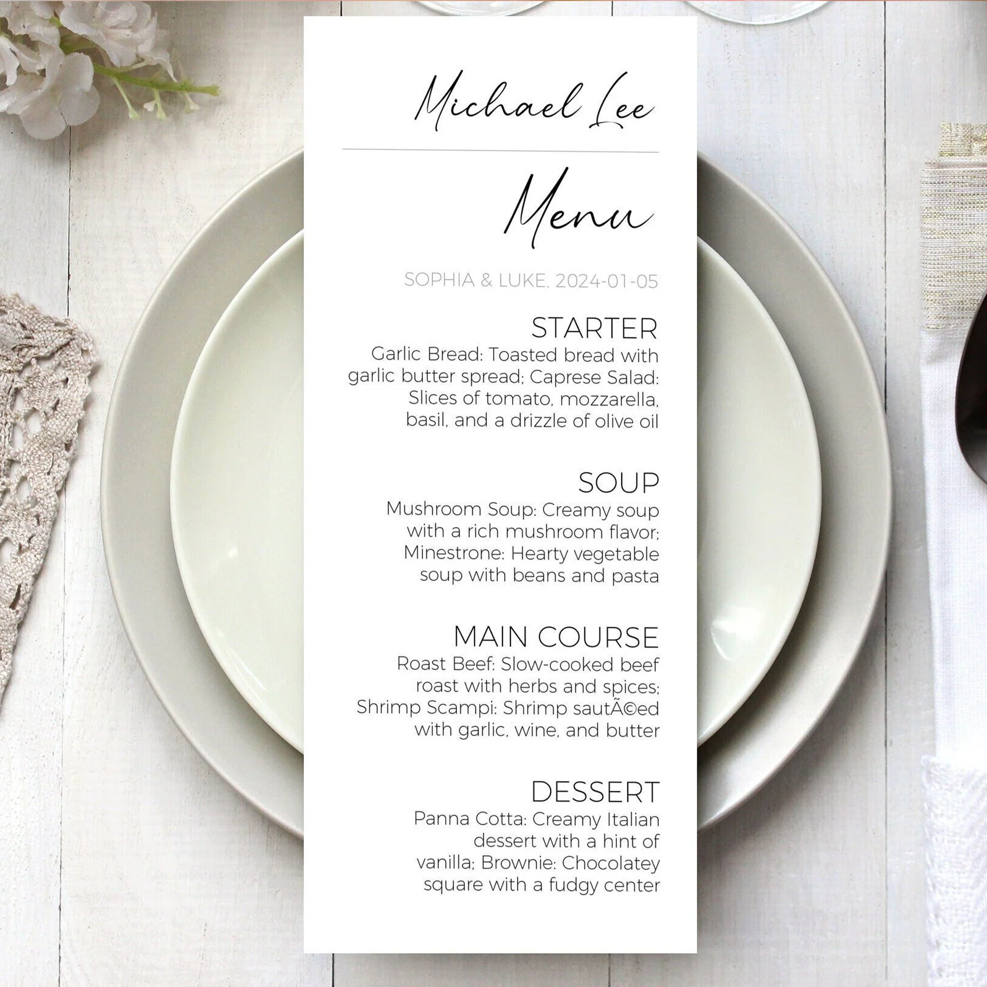 Menus | Birch Tree Stationery